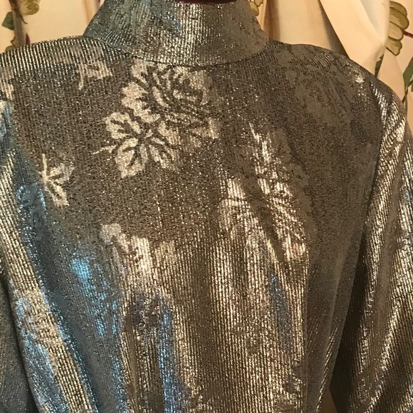 Frejani | Tops | Metallic Silver Damask Blouse Size4 Vintage | Poshmark